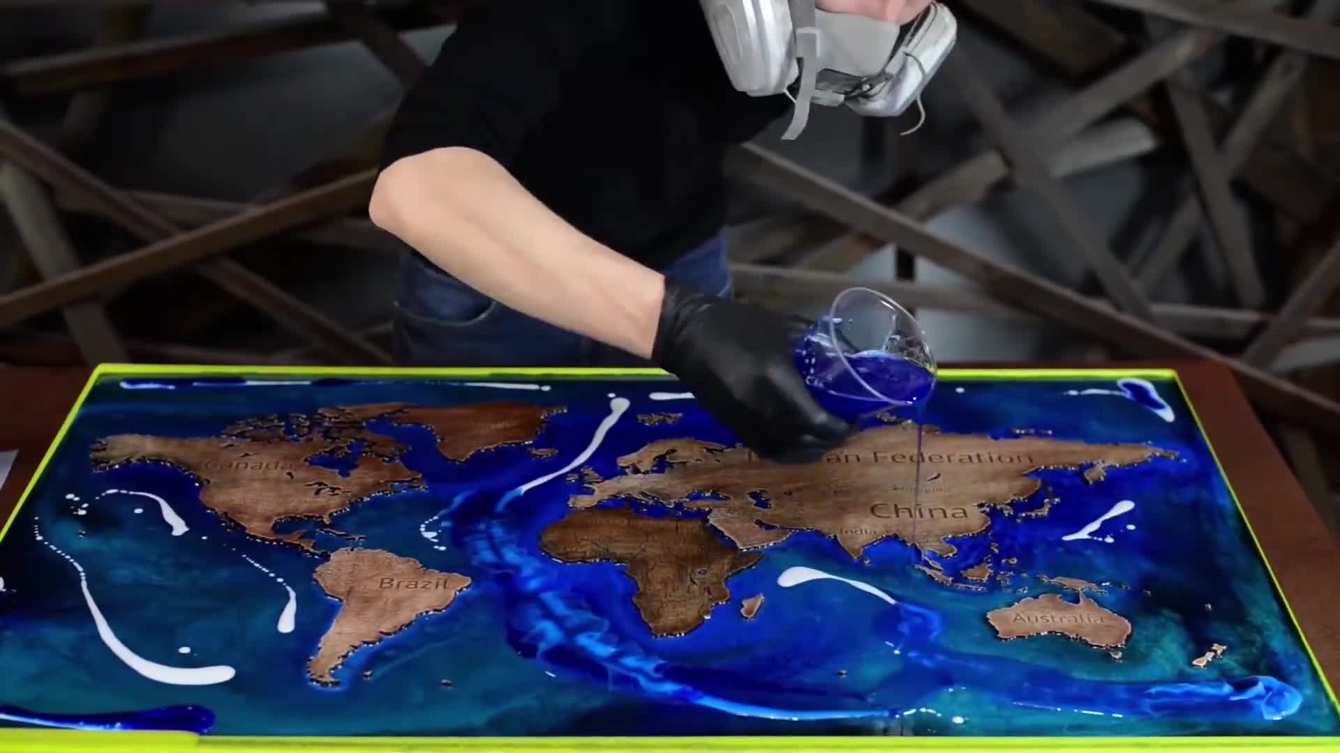 Handcrafted resin world map