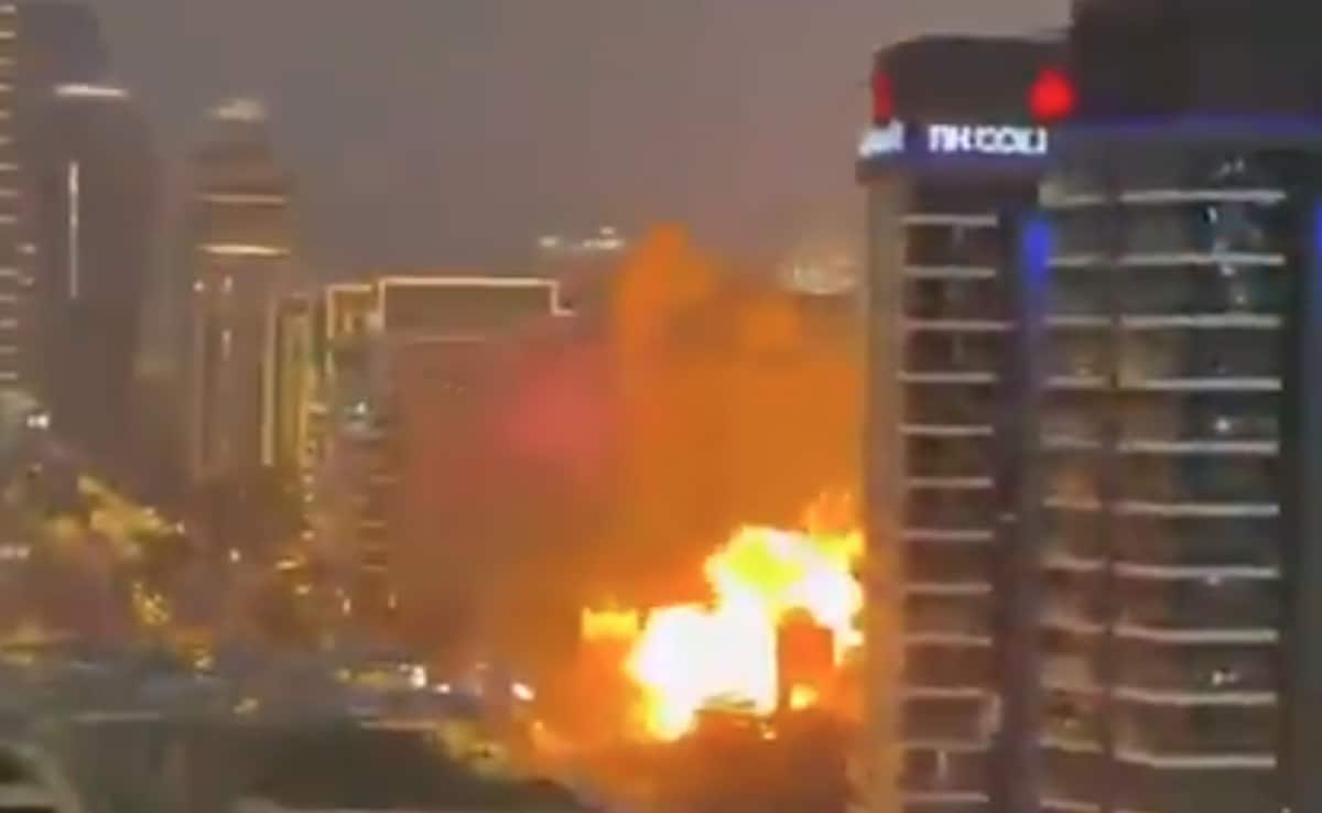 Video shows Iranian Shahed drone striking Dubai, huge explosion