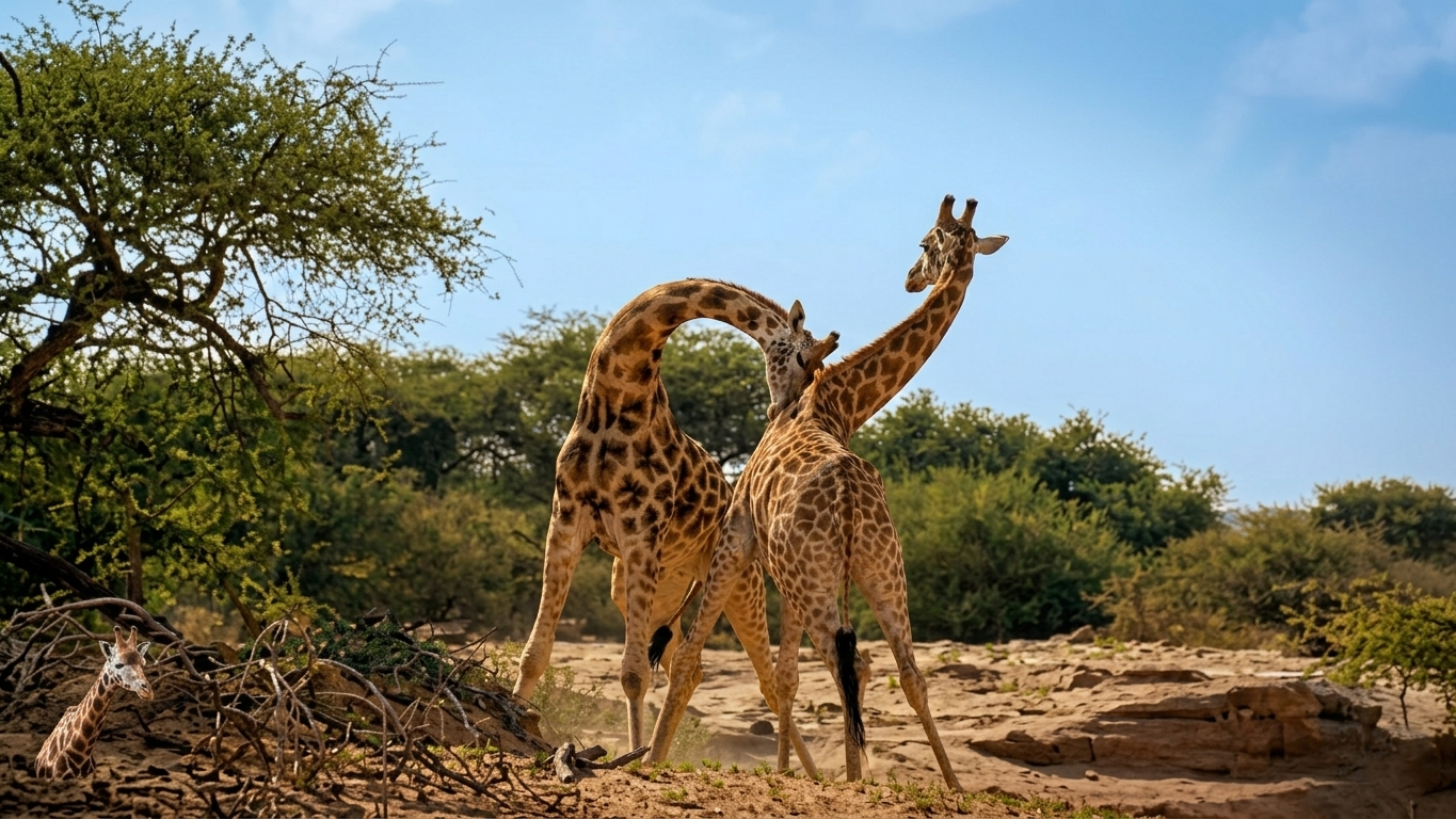 Watch what happens when two giraffes get into a fight
