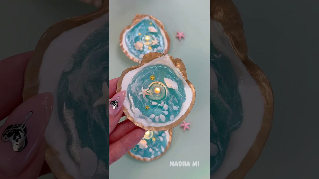 Seashell candle DIY 🌊 ocean inspired aesthetic candle