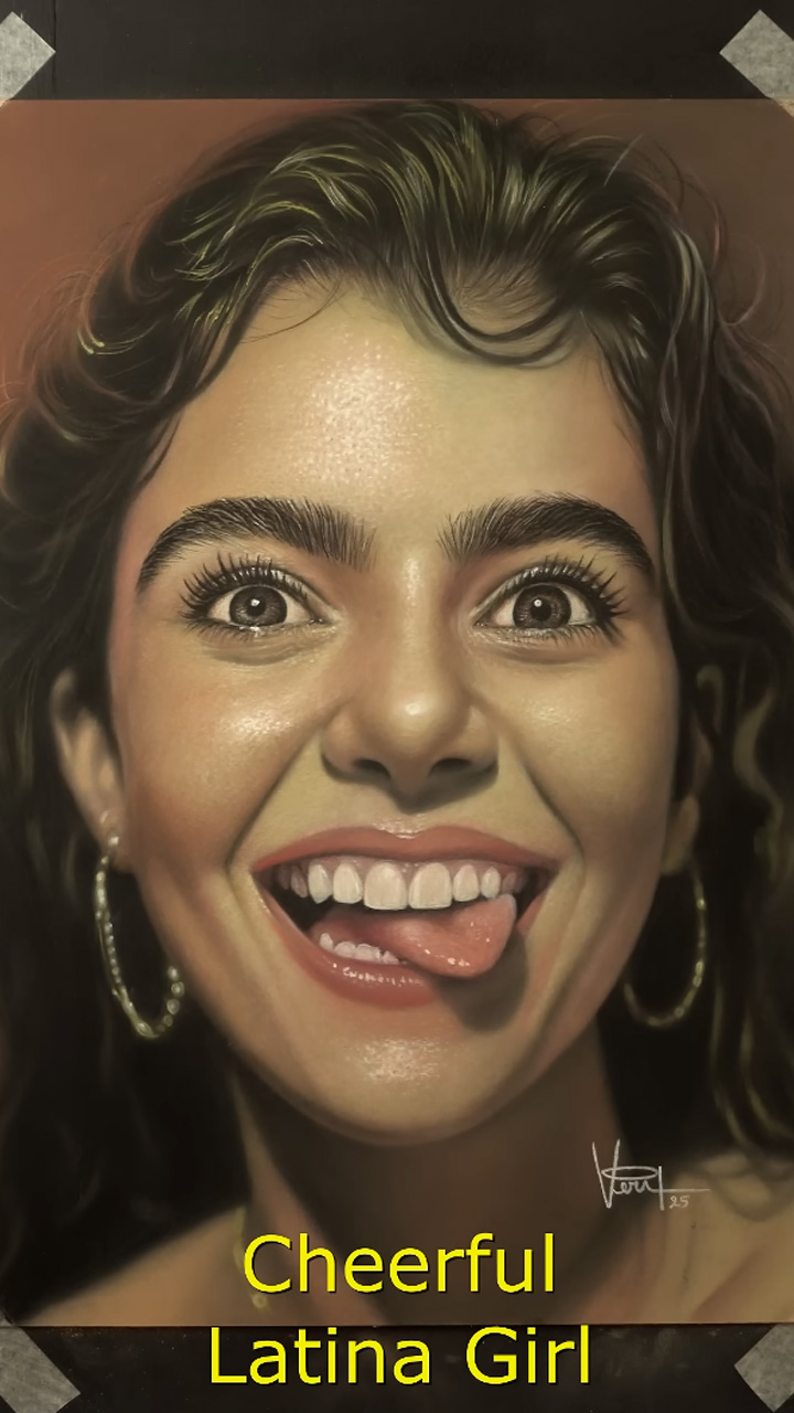 Bright smile captured in a cheerful Latina girl sketch