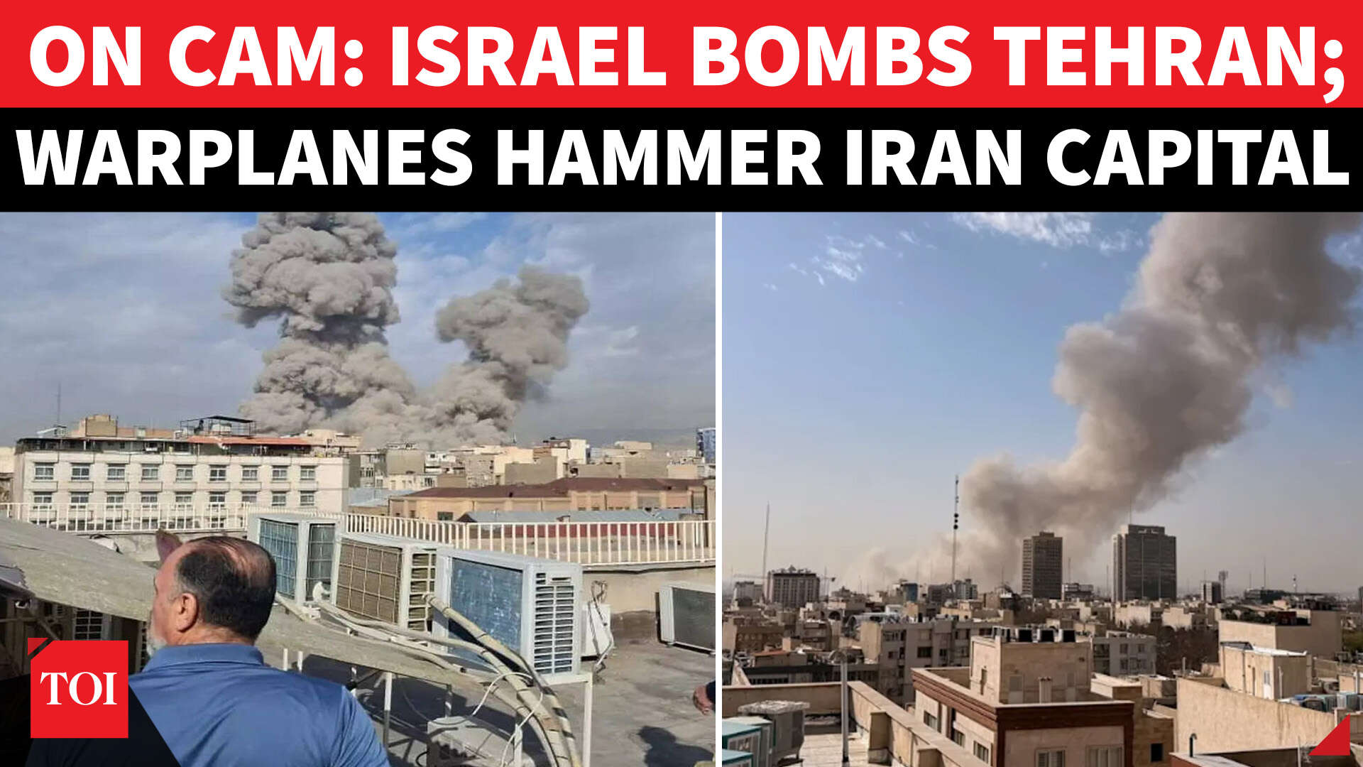 Thick black smoke over Tehran as buildings explode following new ...