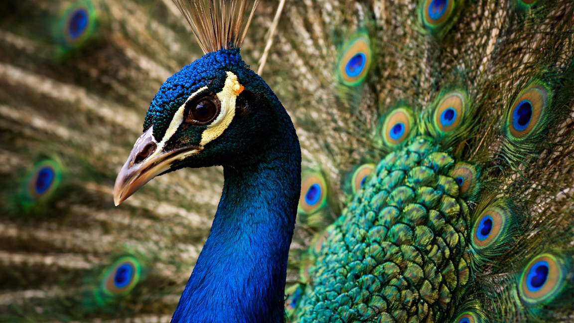 Majestic Peacock Displaying Its Feathers