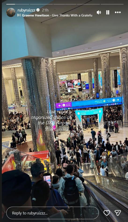 Ruby Ruiz stranded in Dubai amid Middle East airspace closures