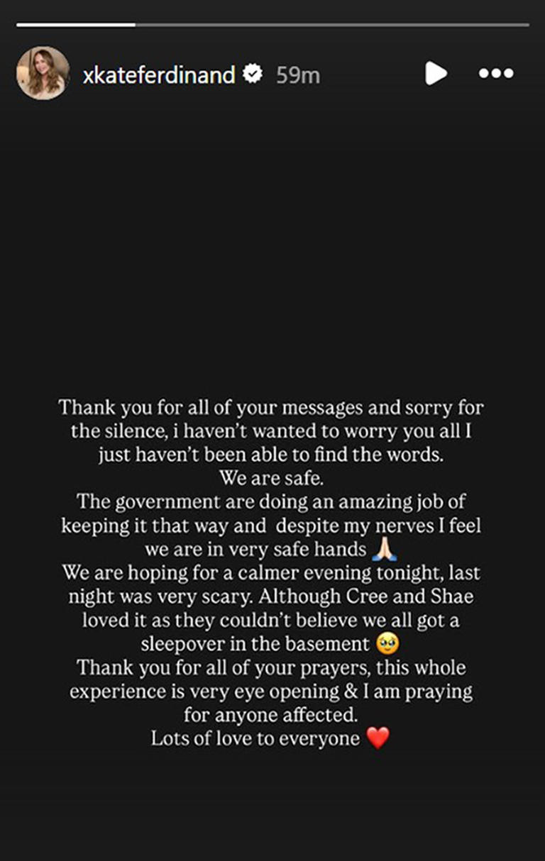 Kate Ferdinand issues update after 'very scary night' in Dubai