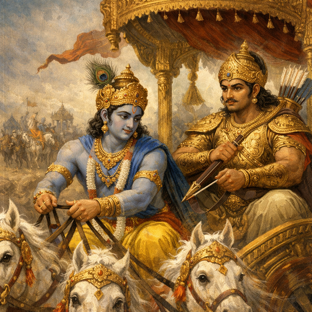 Why does Krishna smile even during war?