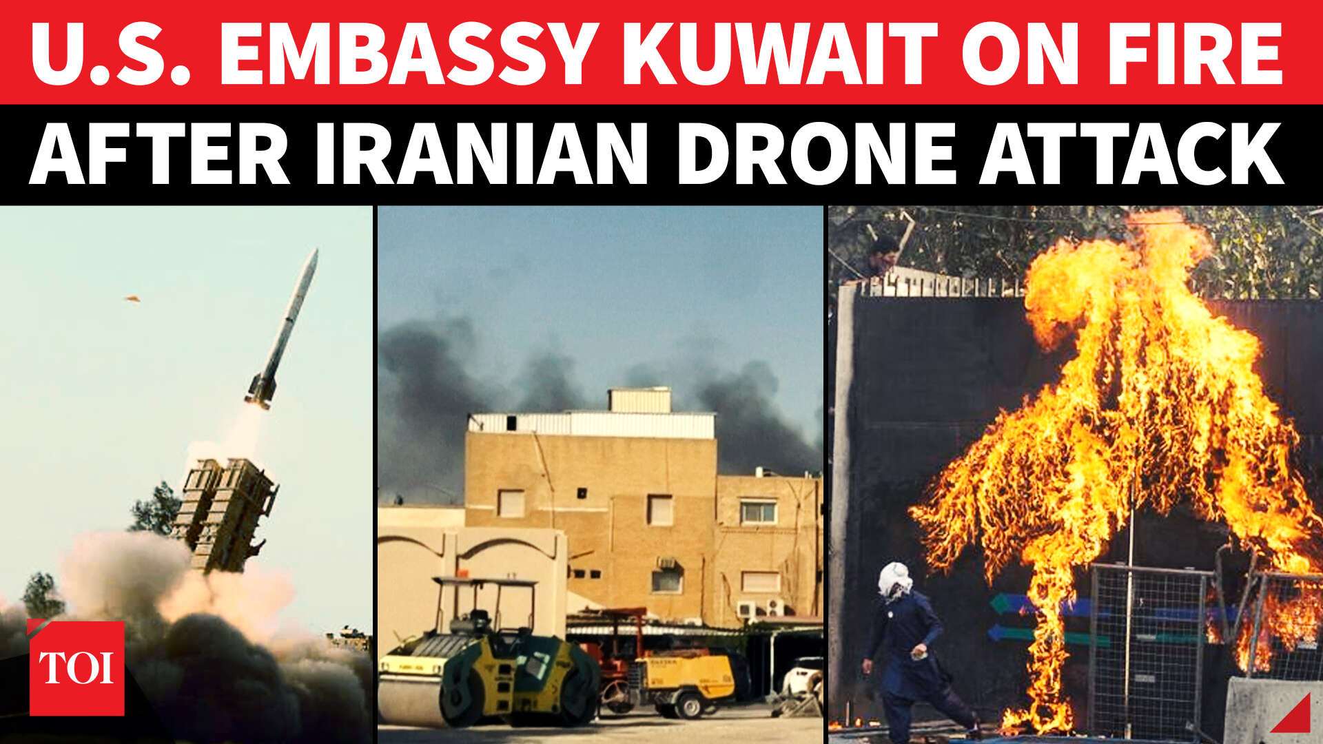 US embassy in Kuwait 'bombed' by Iranian forces; explosion, black smoke ...