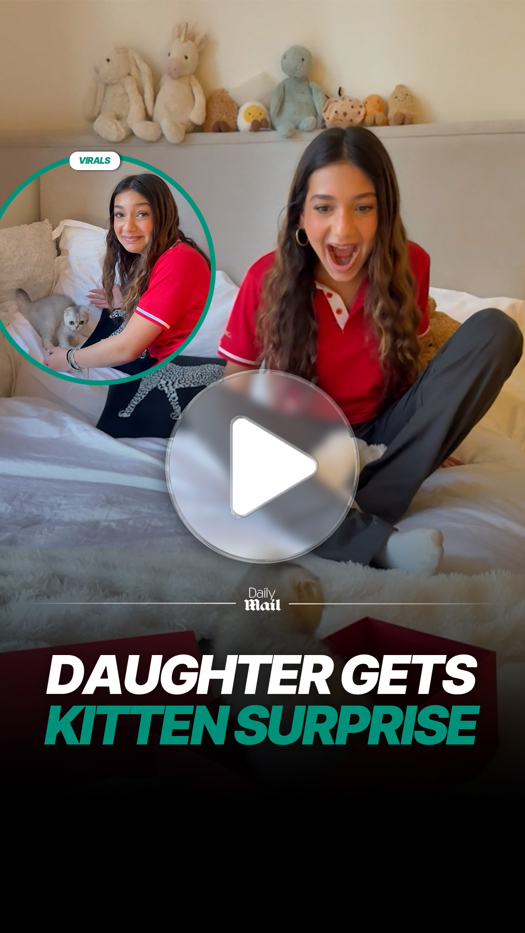 Daughter surprised with new kitten in heartwarming reveal