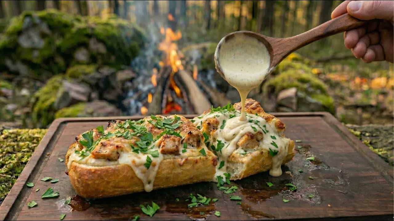 What happens when Alfredo sauce hits toasted bread in the rain