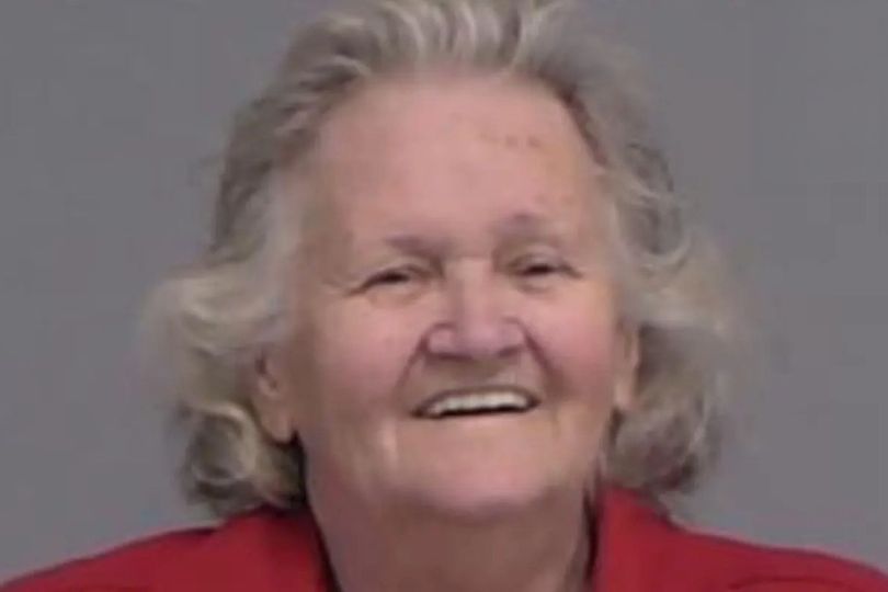 Mugshot of creepy granny, 79, who let baby drink meth shows her laughing
