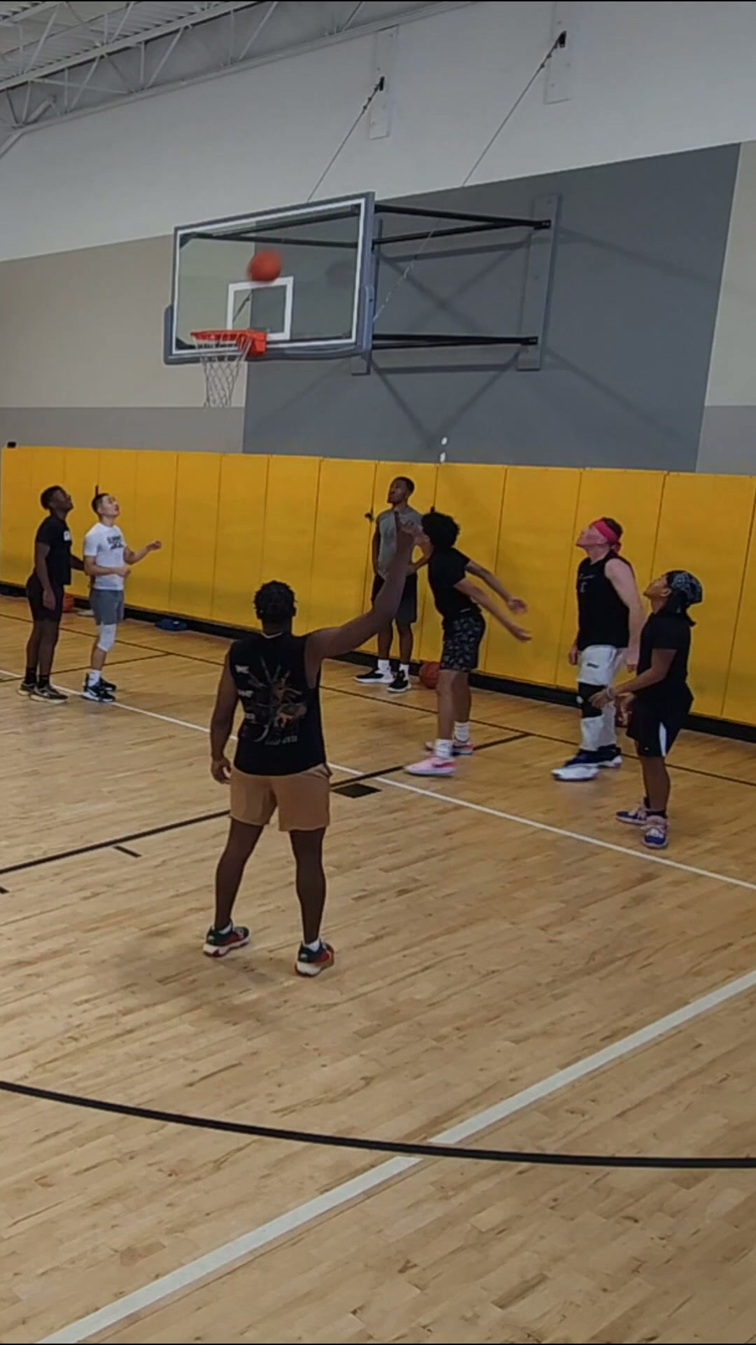 Intense basketball game with impressive moves and shots