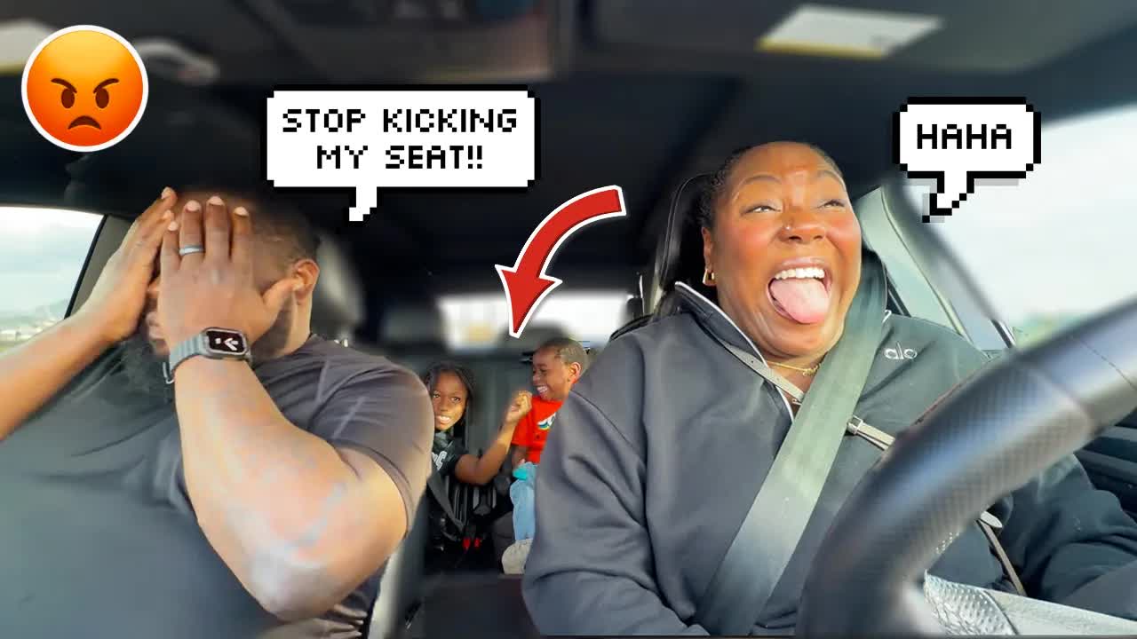 Kicking dad's seat prank gone wrong!