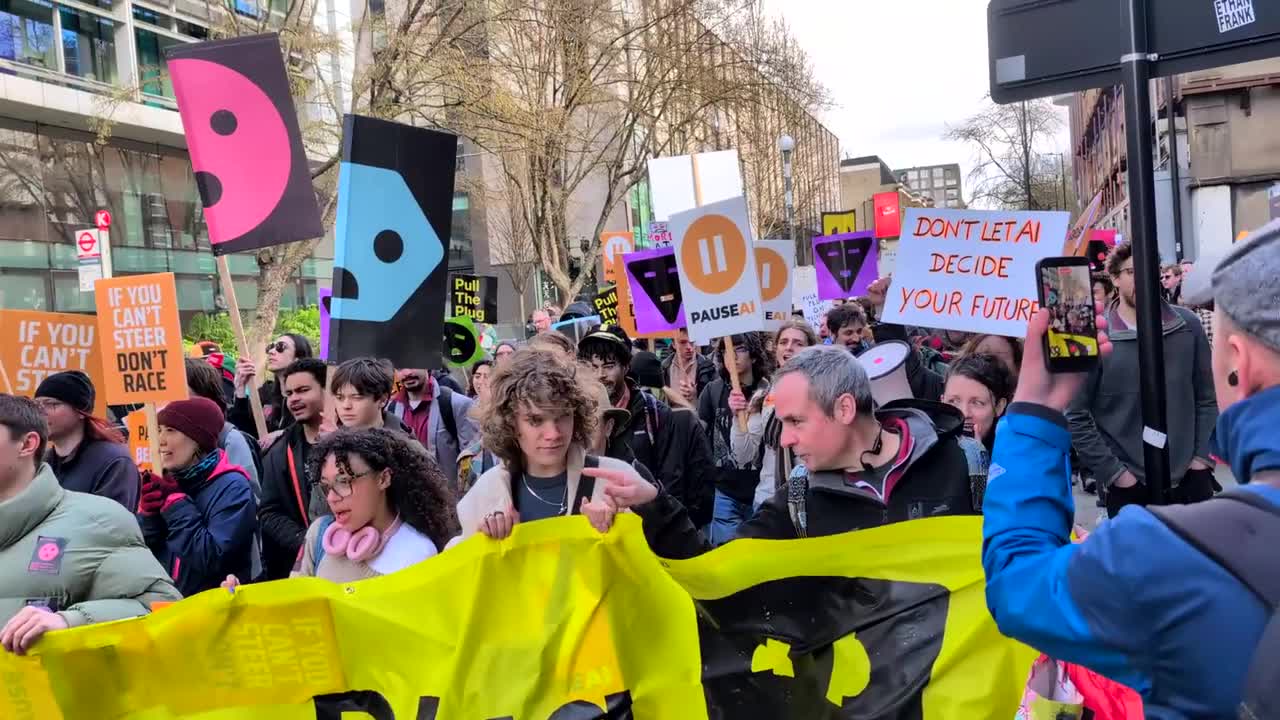 Protesters in London call for AI to be halted amid tech fears