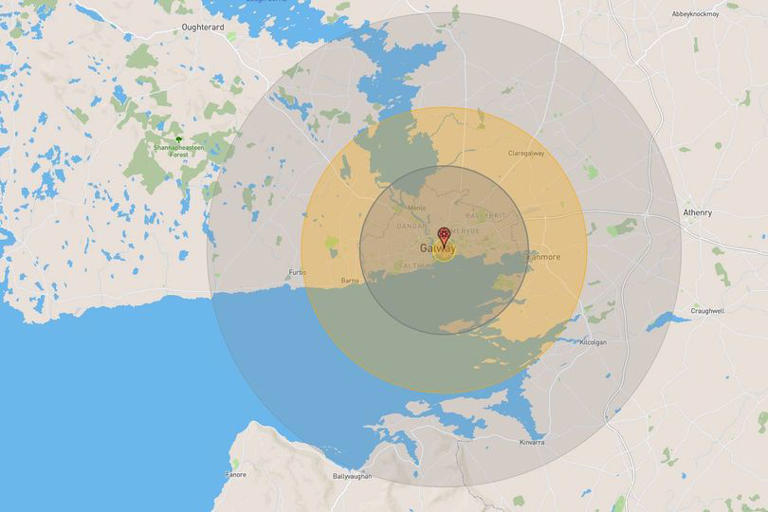 Map shows catastrophic damage nuclear attack would cause Ireland as WW3 ...