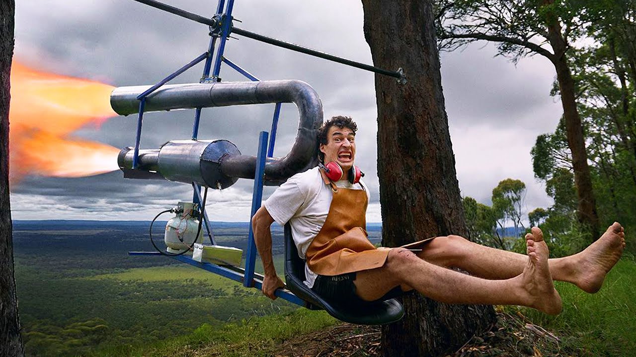 Putting a homemade jet engine on a swing!