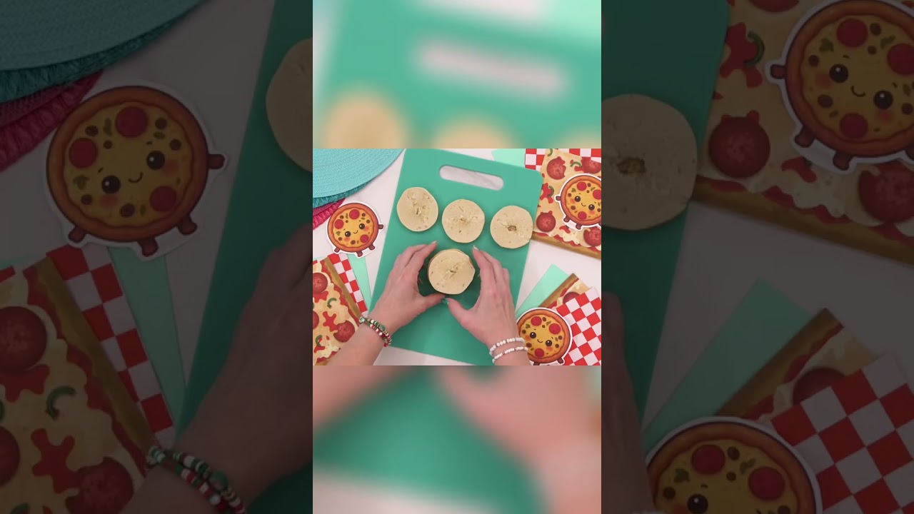 I can't believe how easy these bagel pizzas are! 🍕