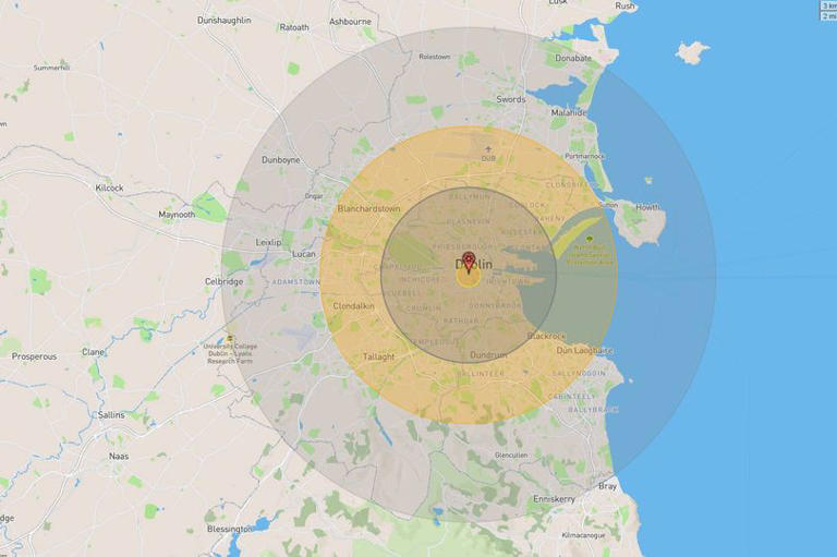 Map shows catastrophic damage nuclear attack would cause Ireland as WW3 ...