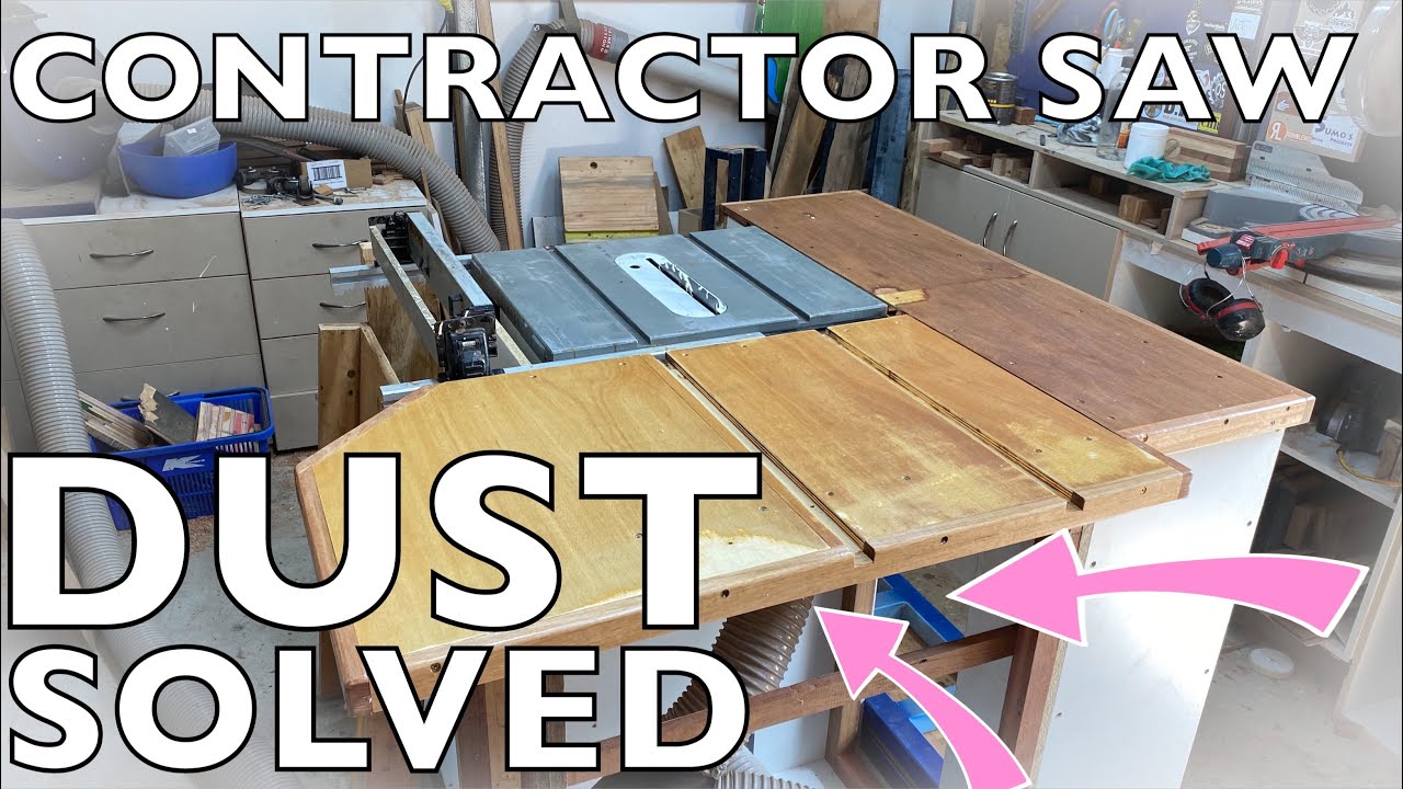 Dust solved! Dewalt jobsite saw. Outfeed table