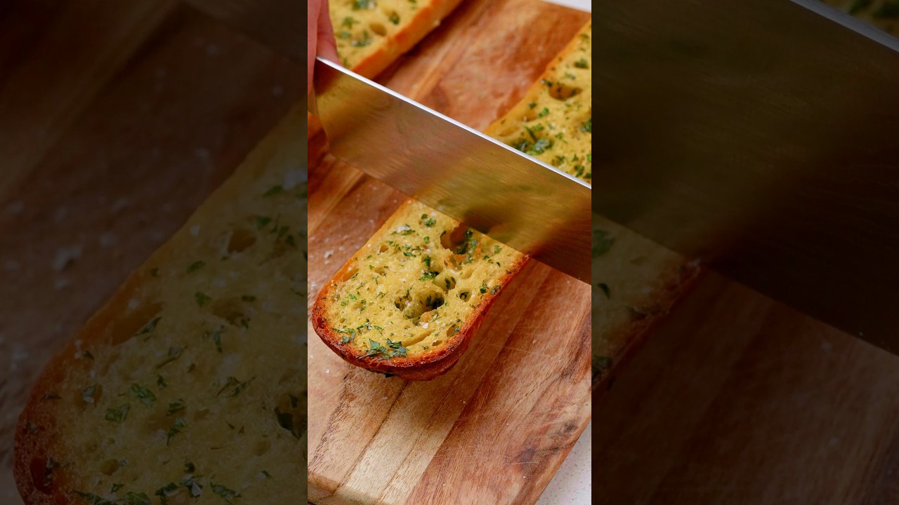 Herb garlic baguette & roasted eggplant dip