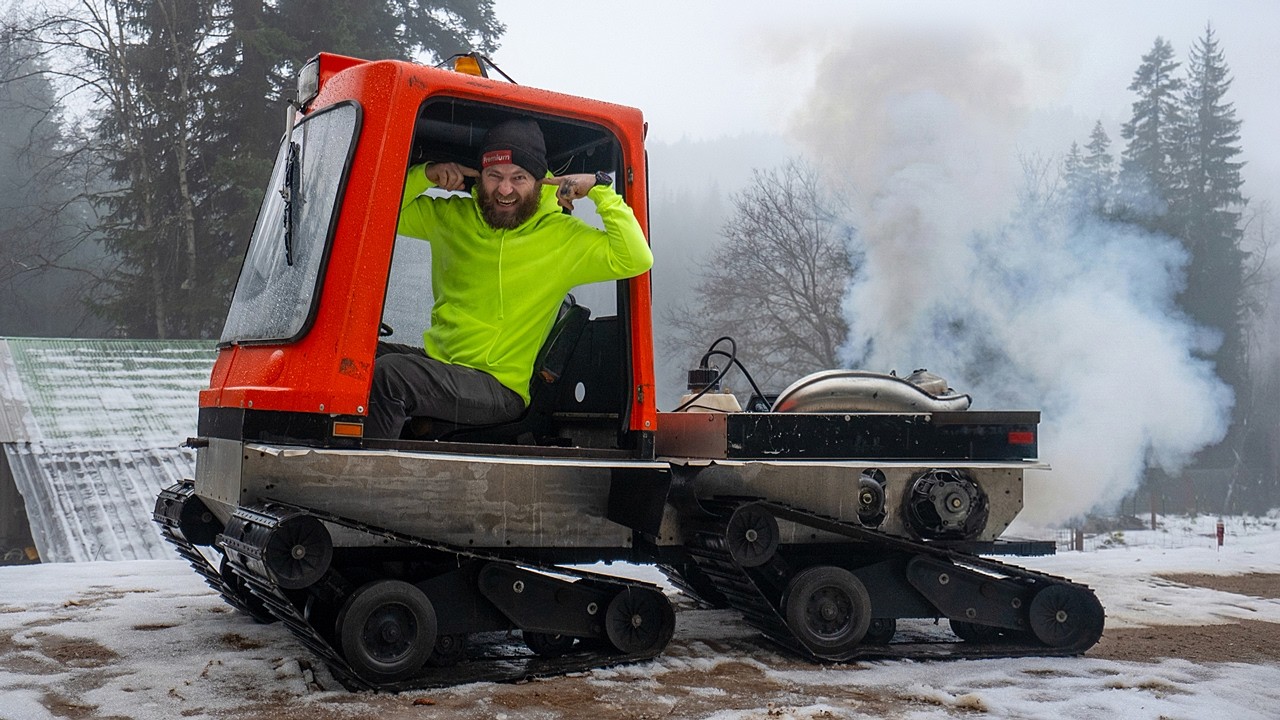 Rare 1970's snowcat first start!