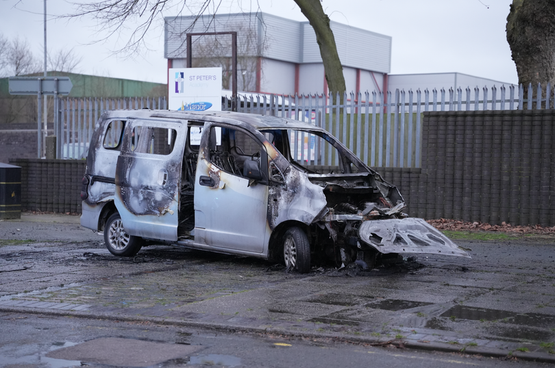 Van 'well alight' as Victoria Road brought to a halt