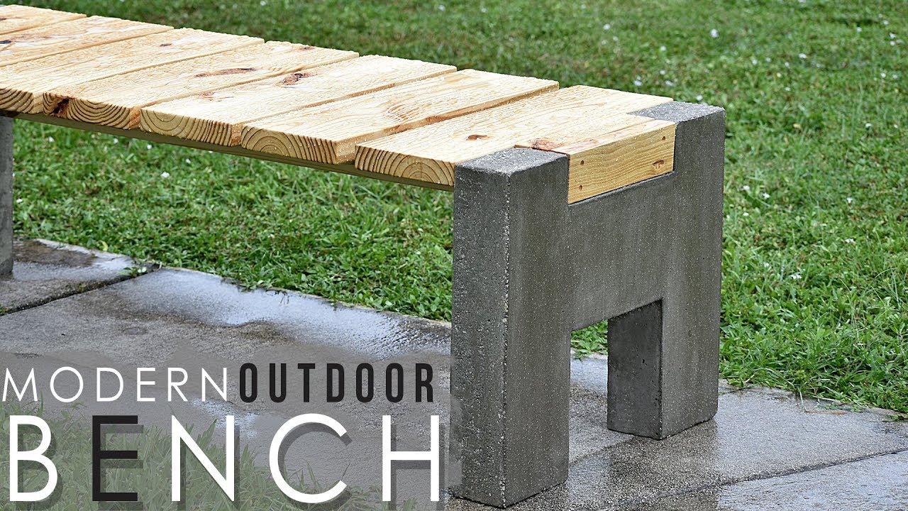 Banc moderne en béton et bois pour votre extérieur
