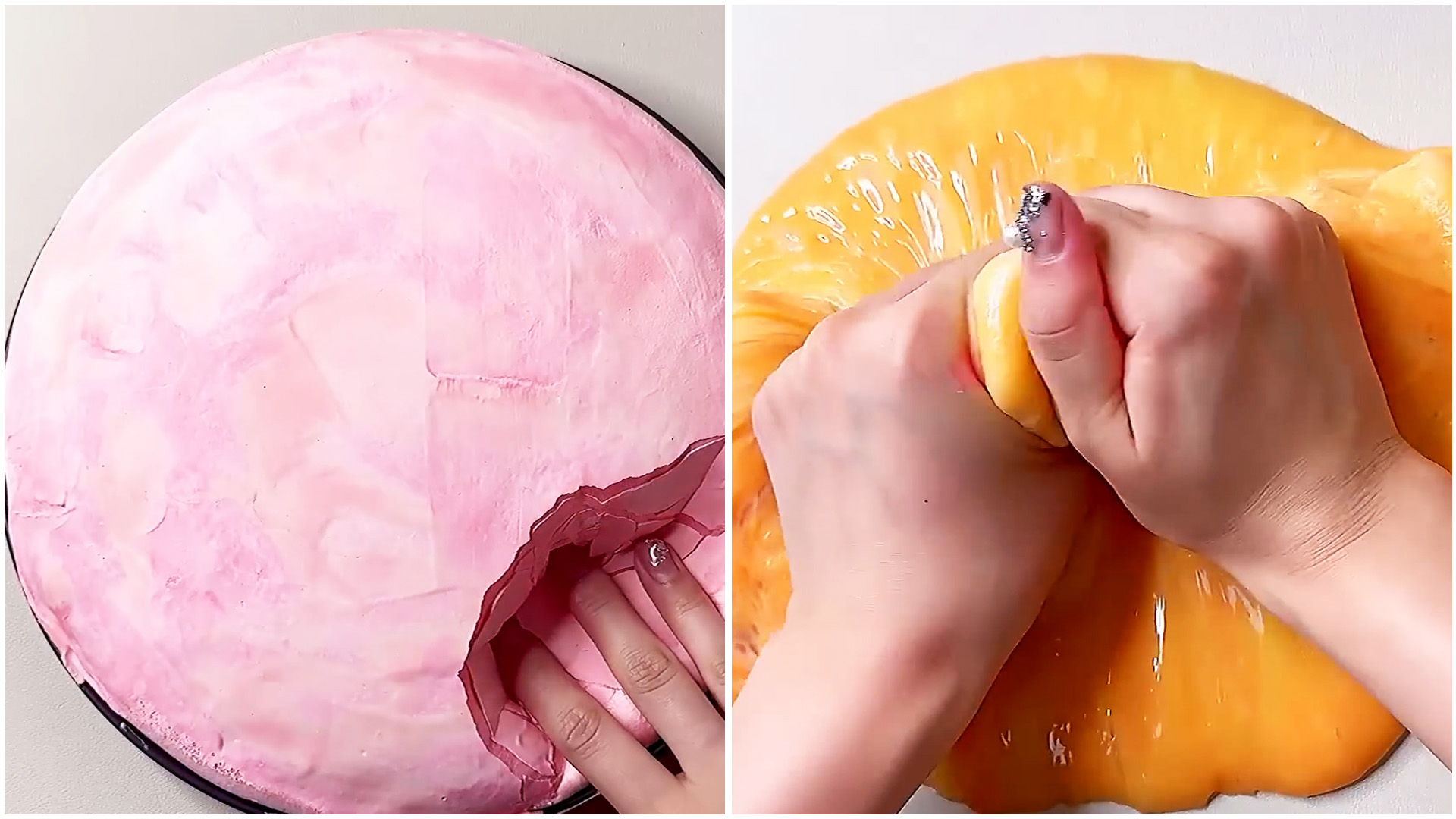 Soft pastel slime stretch and press ASMR