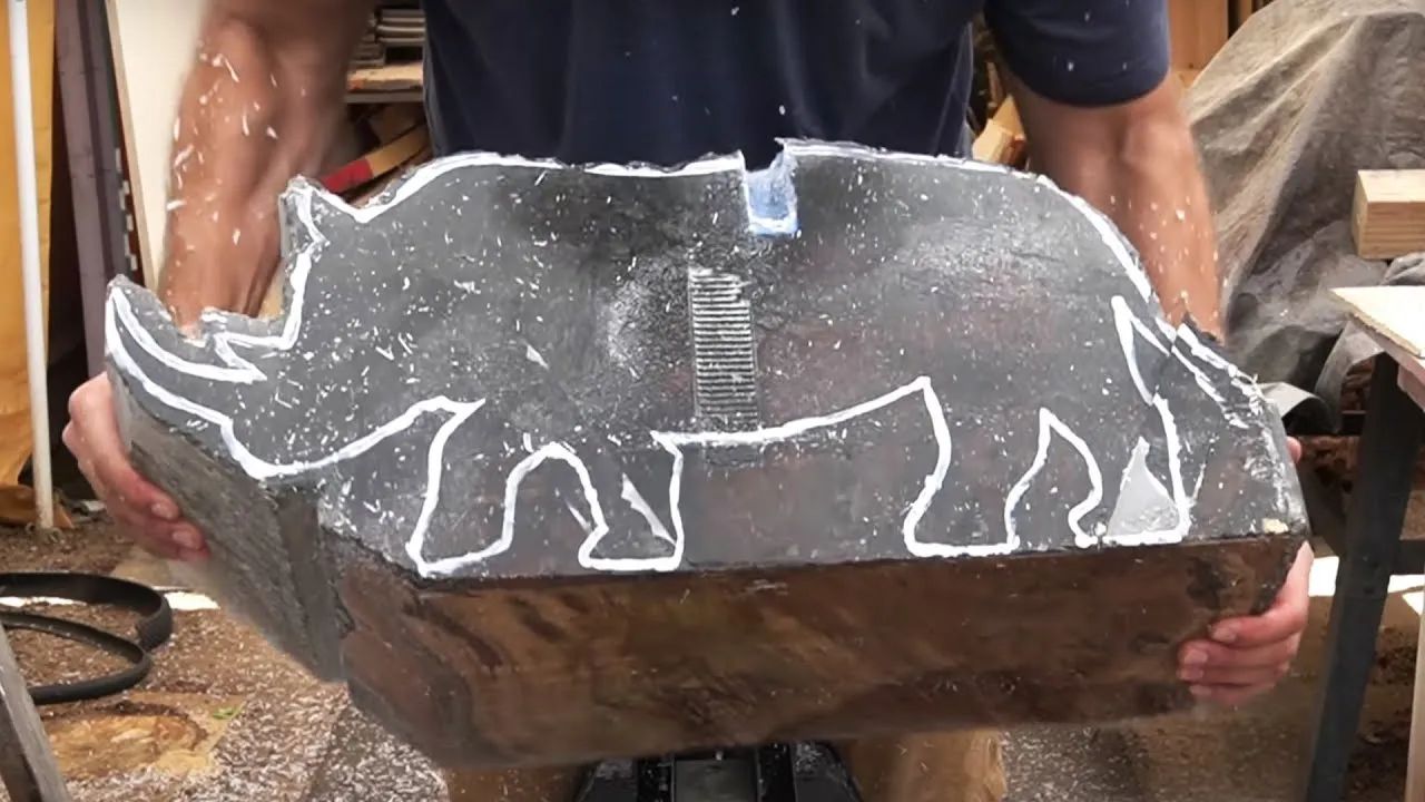 Carving wood and epoxy art project