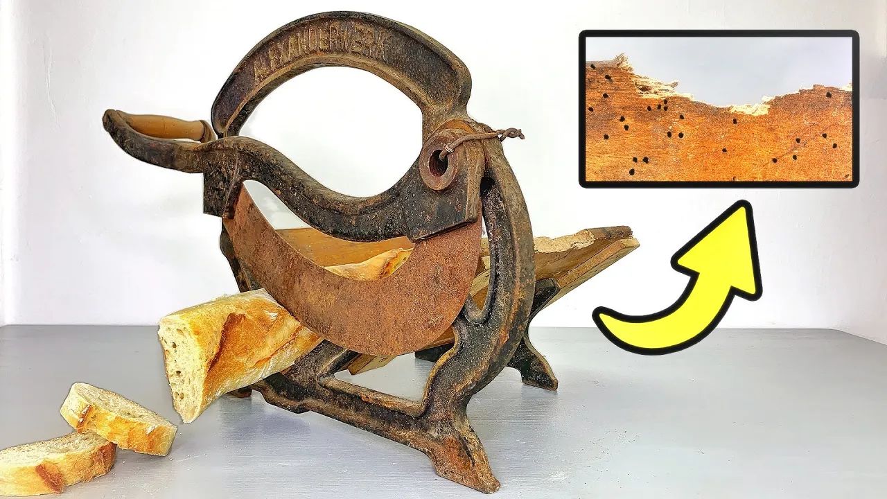 Vintage German bread guillotine restoration
