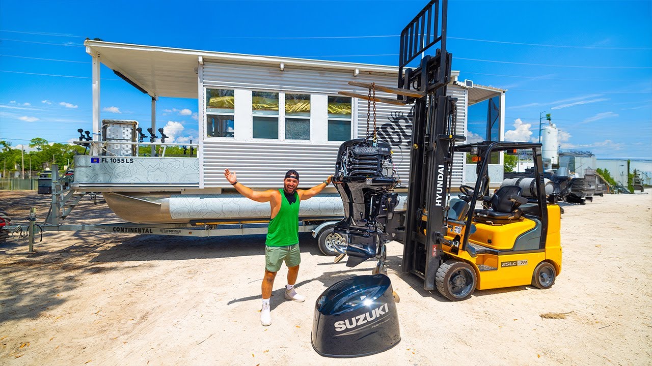Installing a new motor on the houseboat