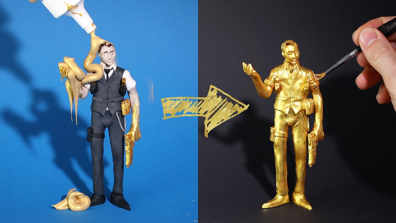 My own MIDAS challenge with clay & gold paint (Fortnite Battle Royale)