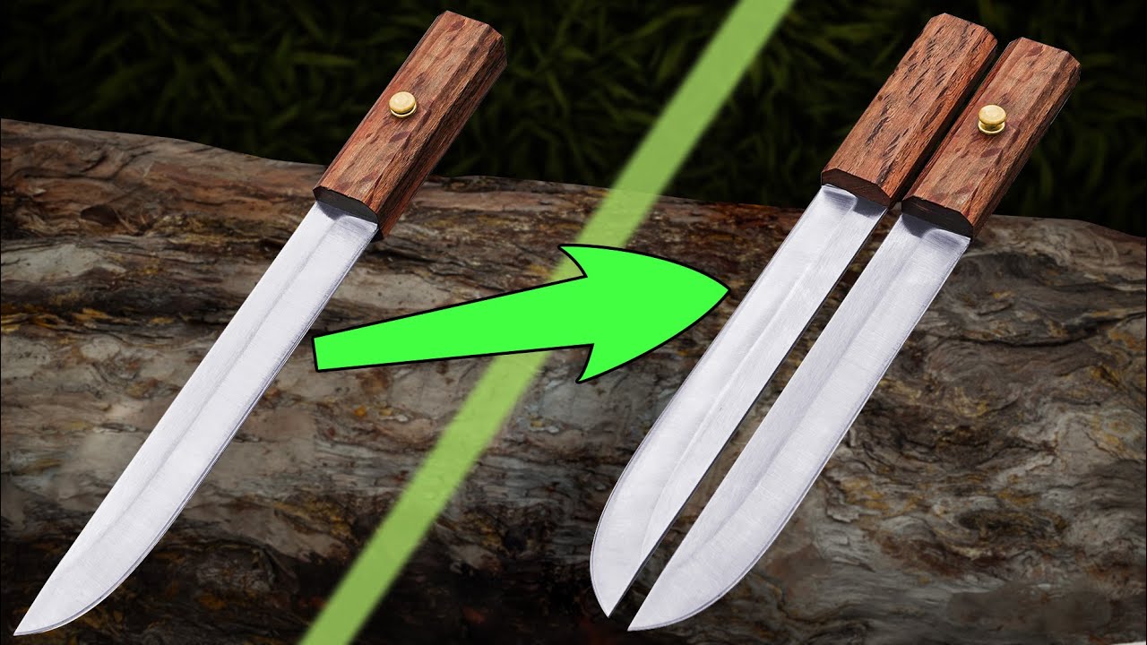 Forged blade that splits in two! Actually works as one or two knives!