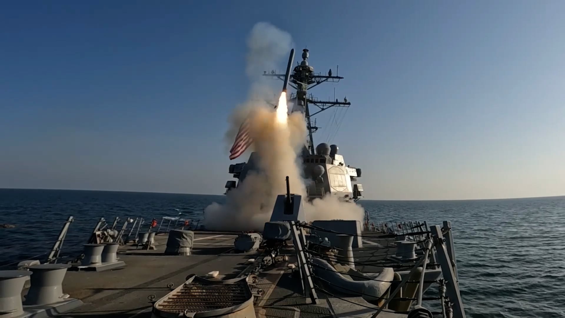 Destroyer USS Spruance relentlessly fires Tomahawk missiles at Iran