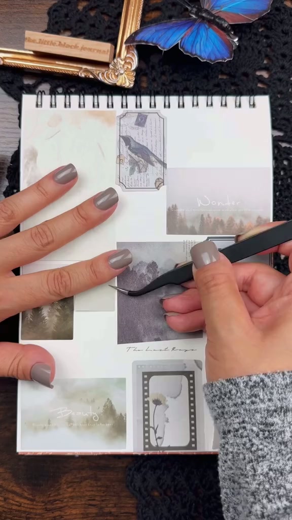 Foggy mountain hike scrapbook ASMR spread