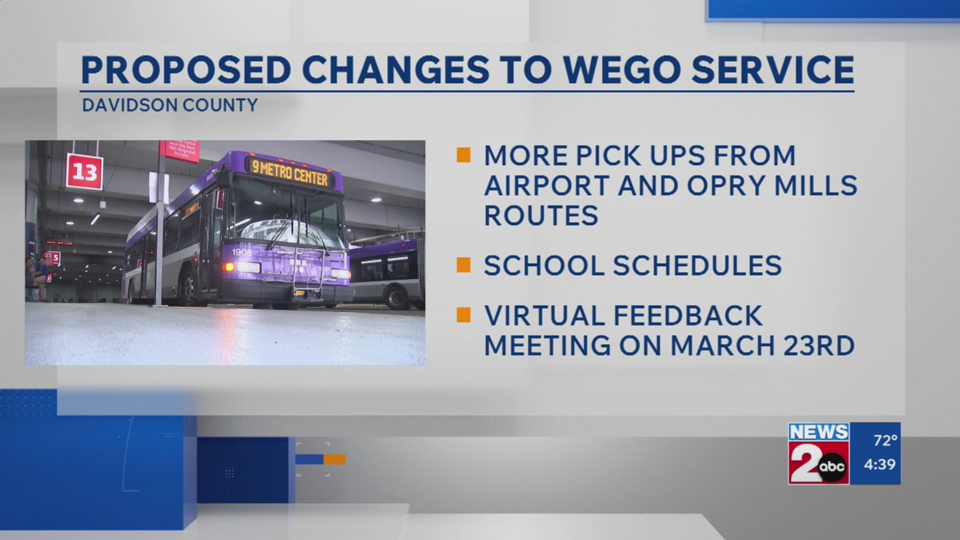 Proposed changes to WeGo services this summer