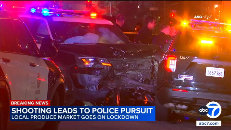 Shooting suspect crashes into LAPD cruisers at end of short chase; 2 ...