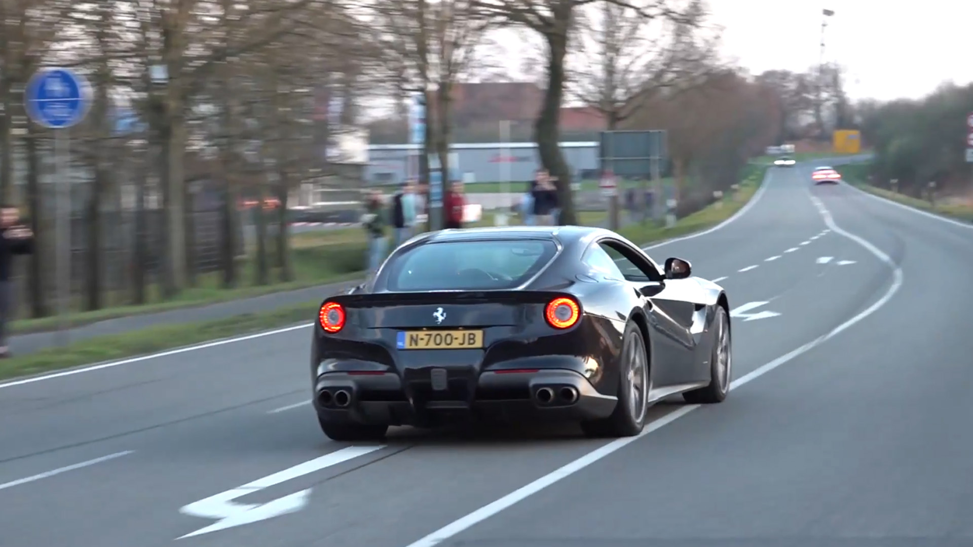 Ferrari F12 Berlinetta runs full speed on open public road