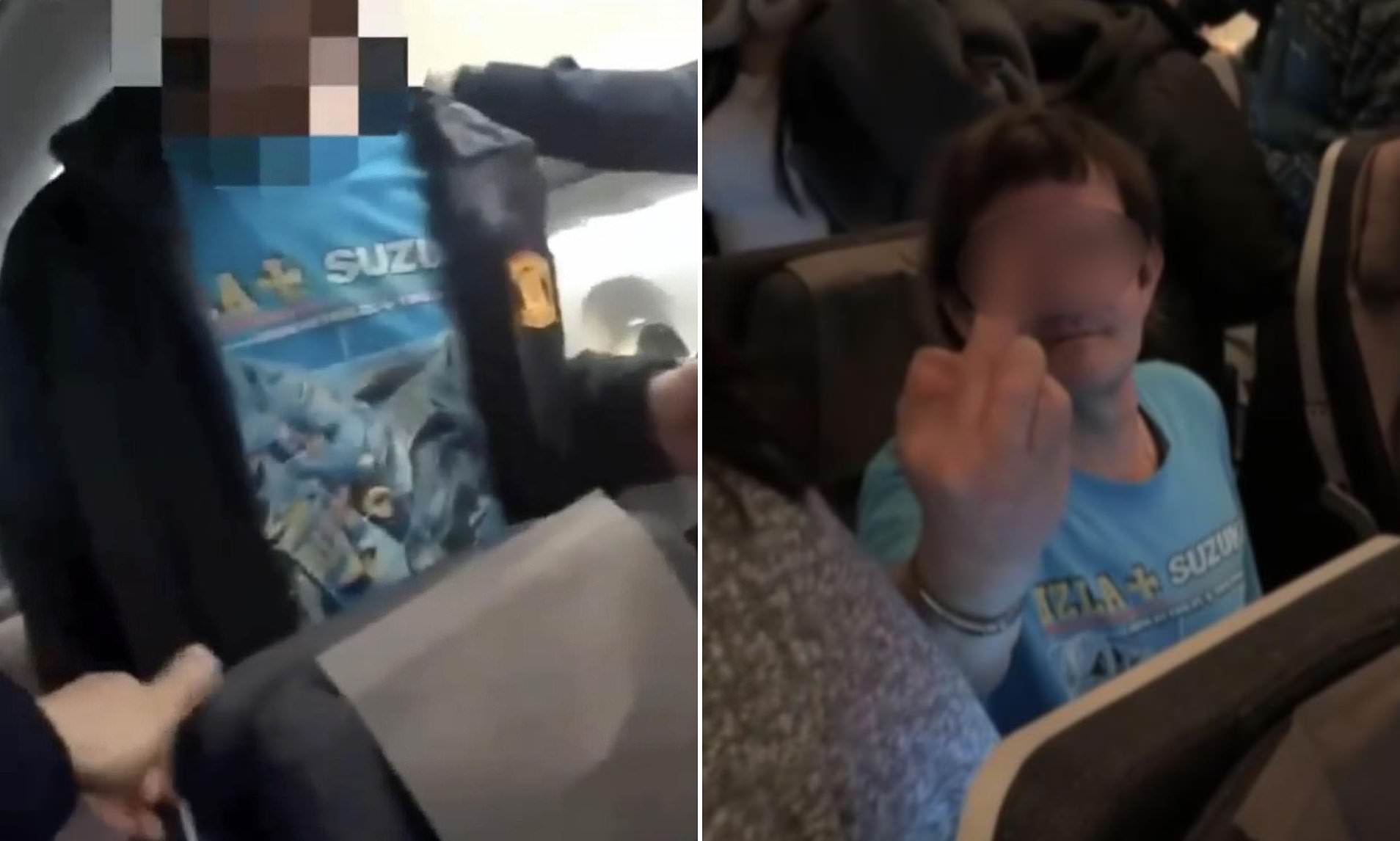 Moment Brit passenger is thrown off plane after slapping attendant's ...