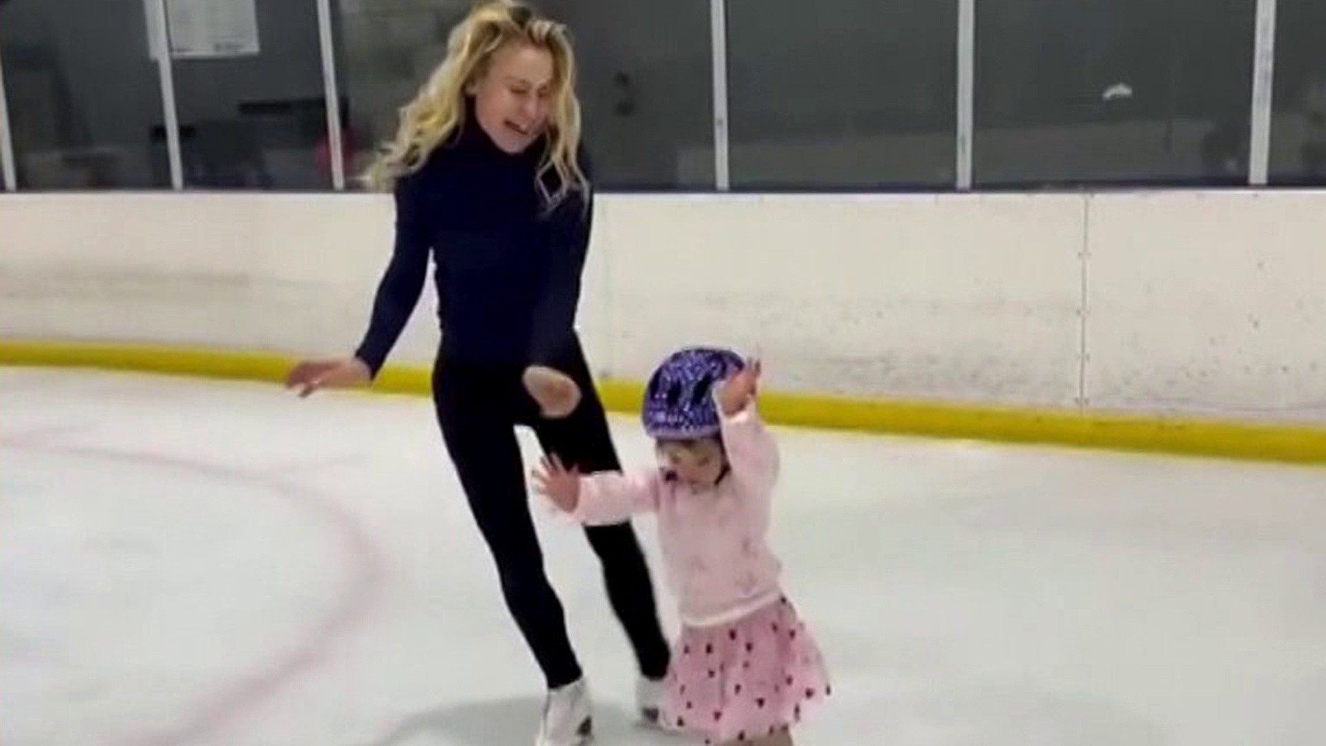 Olympian Tara Lipinski takes 2-year-old daughter ice skating