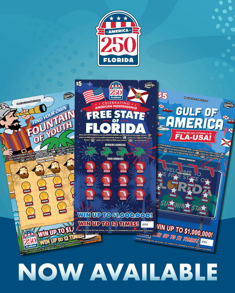Florida Lottery launches 'America 250 Florida' scratch-off game