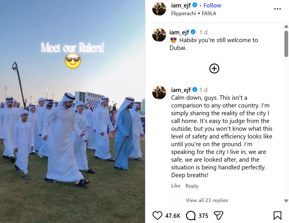 Dubai under tension? Indian TV star Erica Fernandes shares on-ground ...