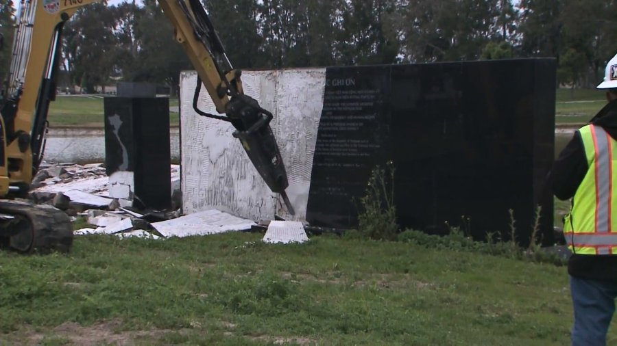 Crews tear down unfinished Orange County memorial for Vietnam War ...
