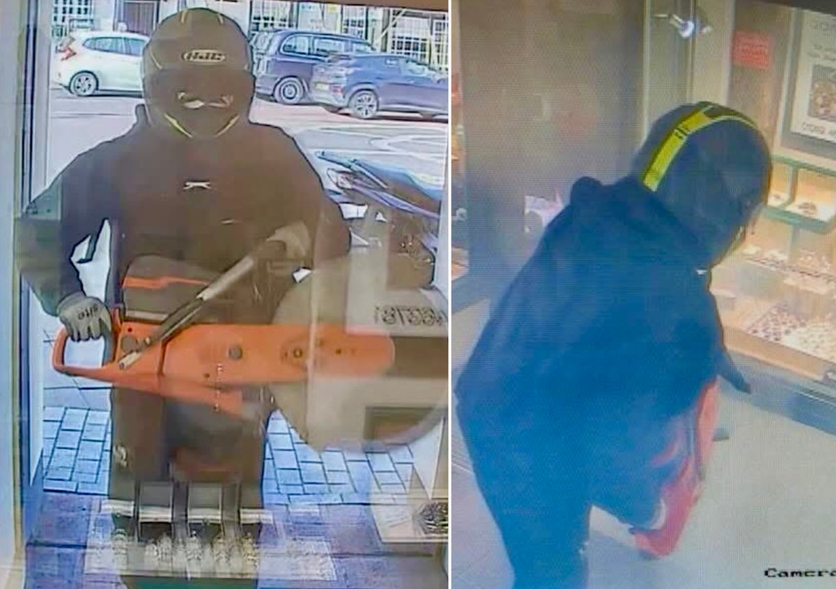 Watch: Terror as Rolex robbers wielding chainsaw smash into jewellers