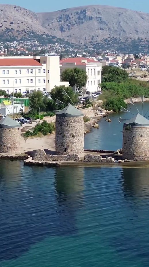 Chios Greece windmills and seaside views drone tour