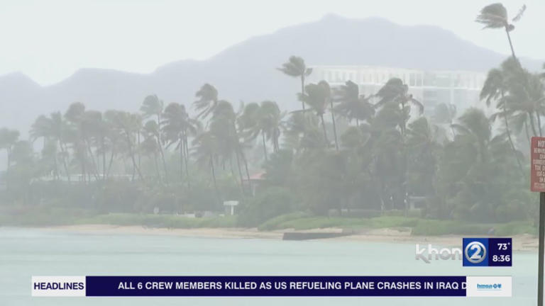 Strong winds, heavy rain prompt closures on Oahu, Kauai