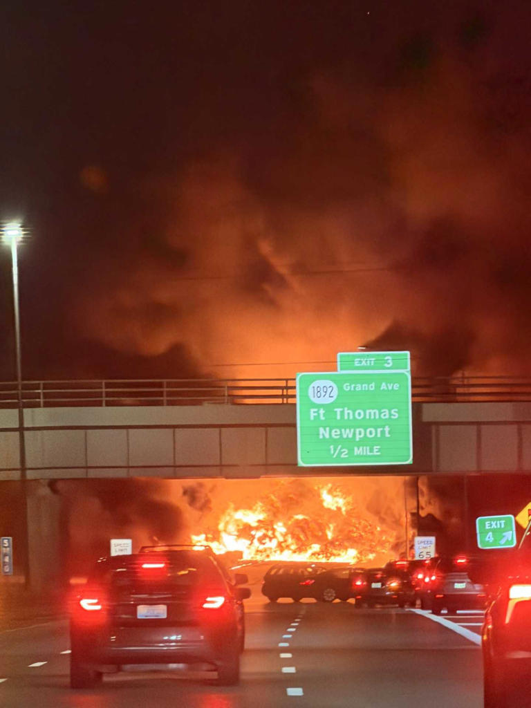 3 hospitalized after tanker truck crash causes massive fire on I-471 ...