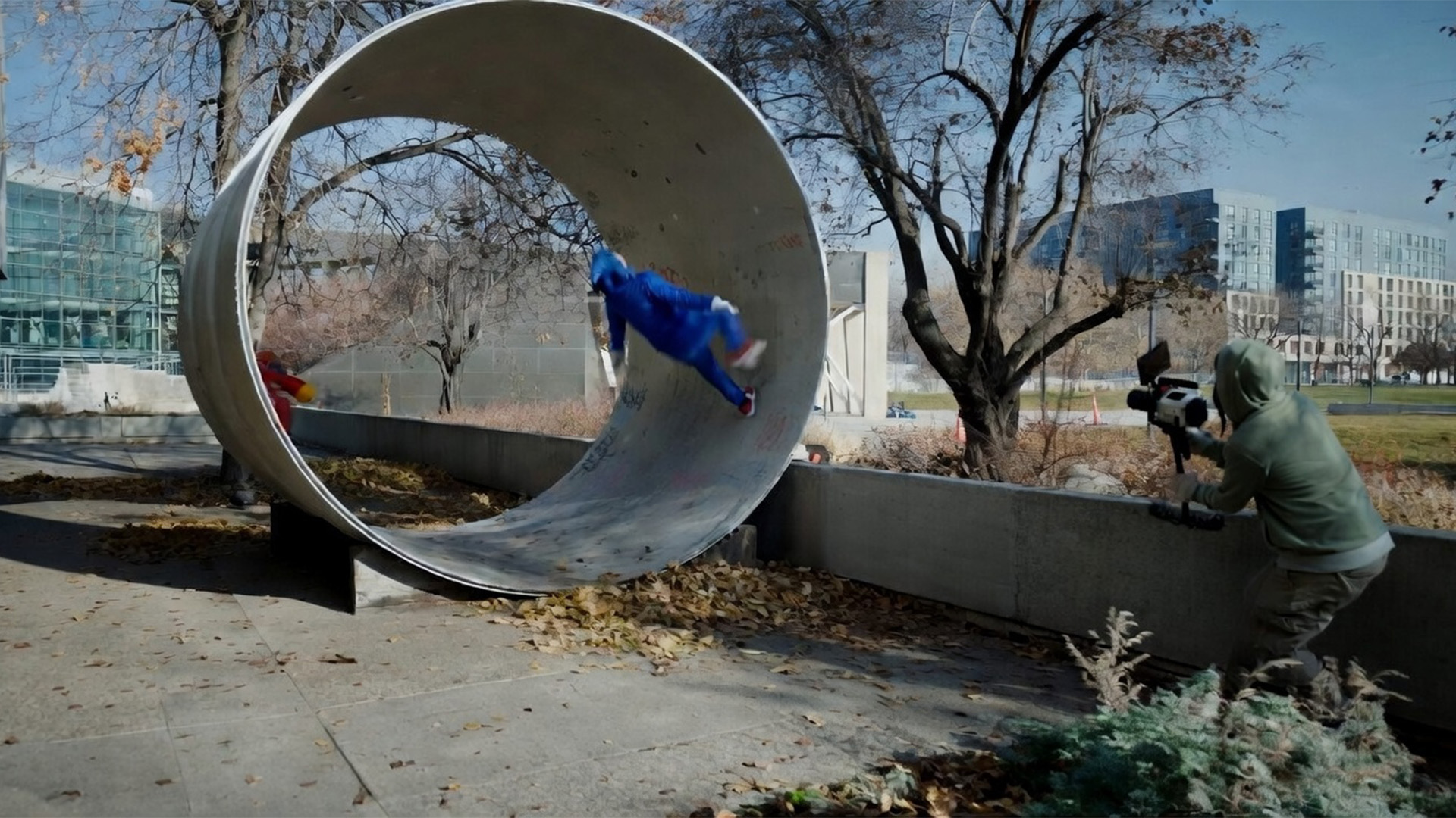 The making of a Sonic inspired parkour scene
