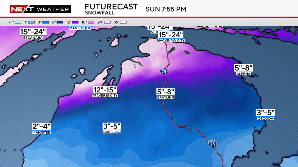Maps show Michigan snowfall forecast totals. Snowstorm to hit Upper and ...