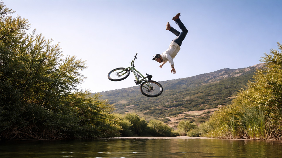 Can a bike jump 35 feet into water?