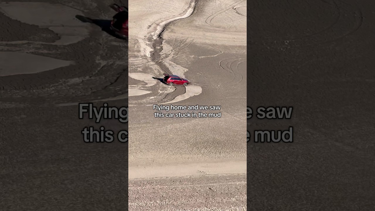 Flying home and we see someone stuck in the mud!
